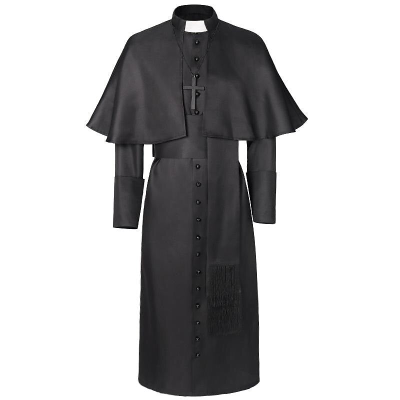 Clergy Cassock with Shoulder Cape - Elegant Religious Attire for LARP ...