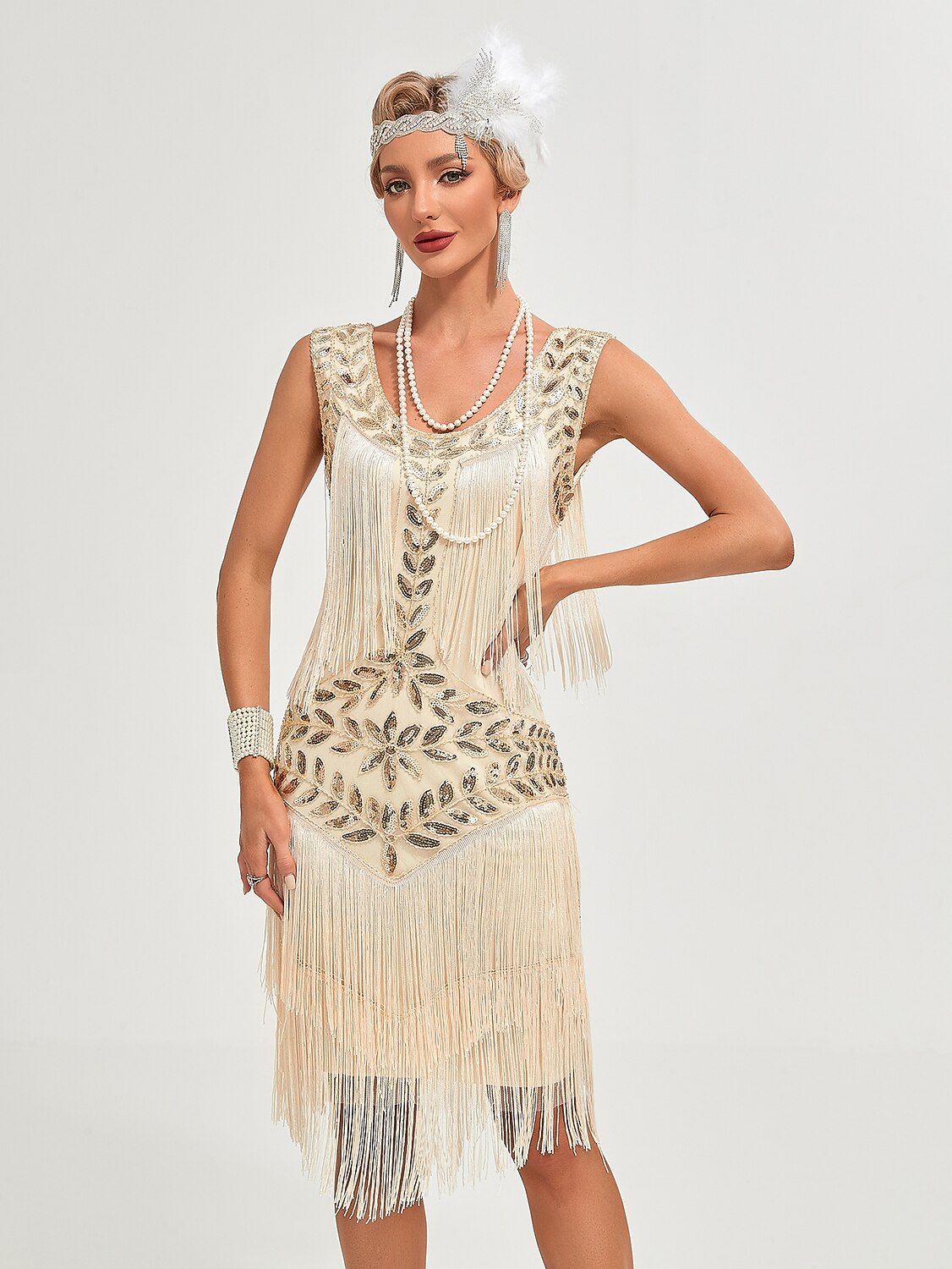 Apricot Beige Flapper Dress – retrorobe